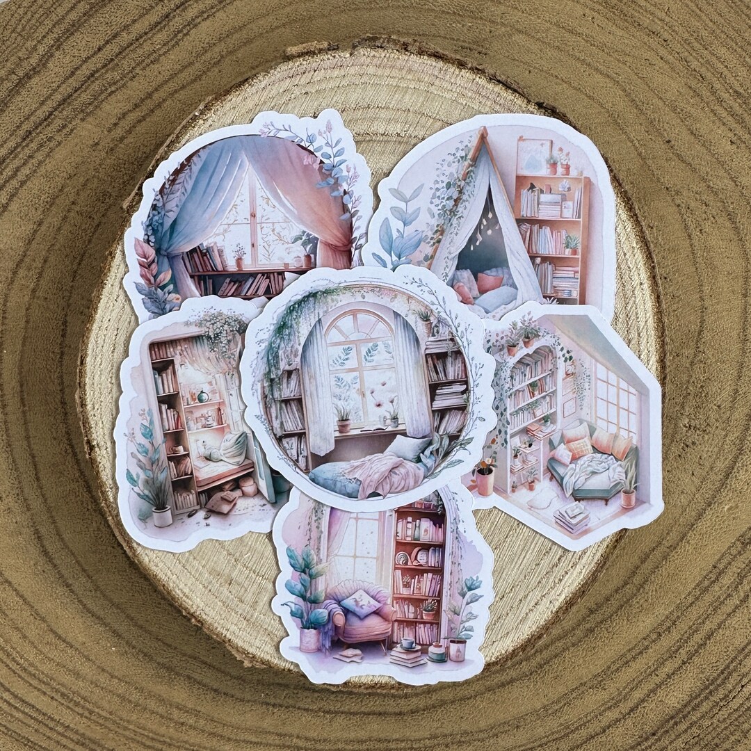 Cosy Book Nook Sticker Pack 6 Stickers - Etsy