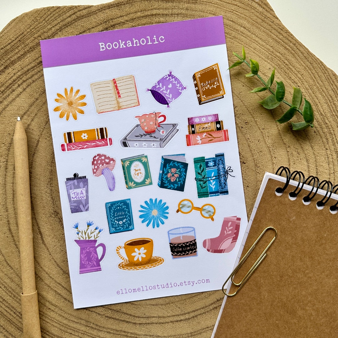 Bookaholic Sticker Sheet 19 Stickers Planner Stickers - Etsy