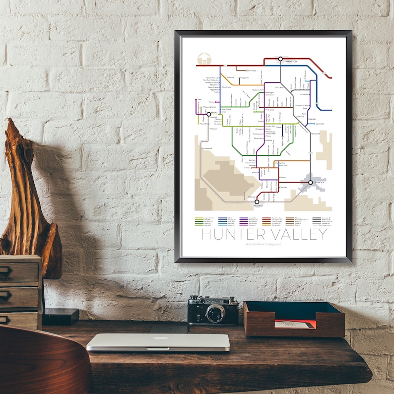 Hunter Valley Wine Region Map Poster: Australia Travel Art - Etsy Canada