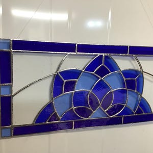 Stained Glass, Transom Window, Hanging Panel, Cobalt Blue, Circles ...