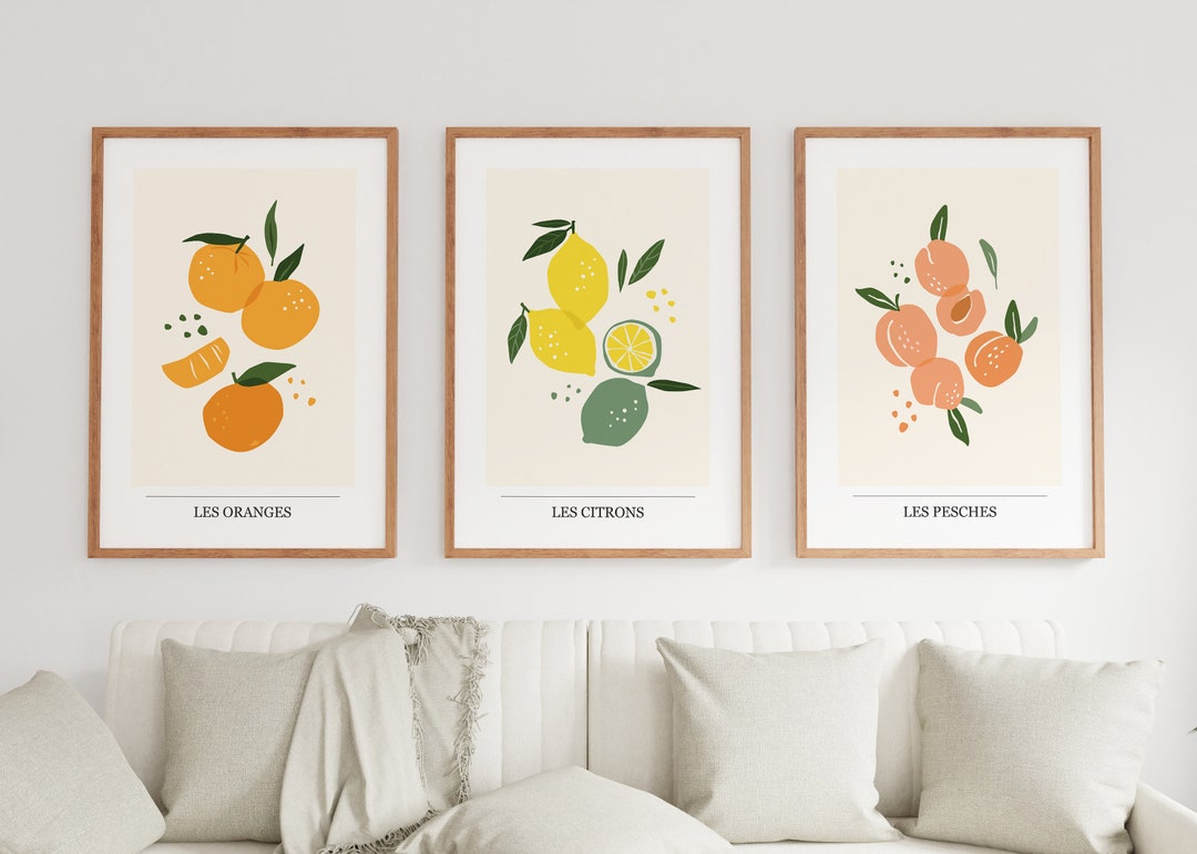 Marche Aux Fruits Print Set of Three - French Food Poster - Kitchen ...