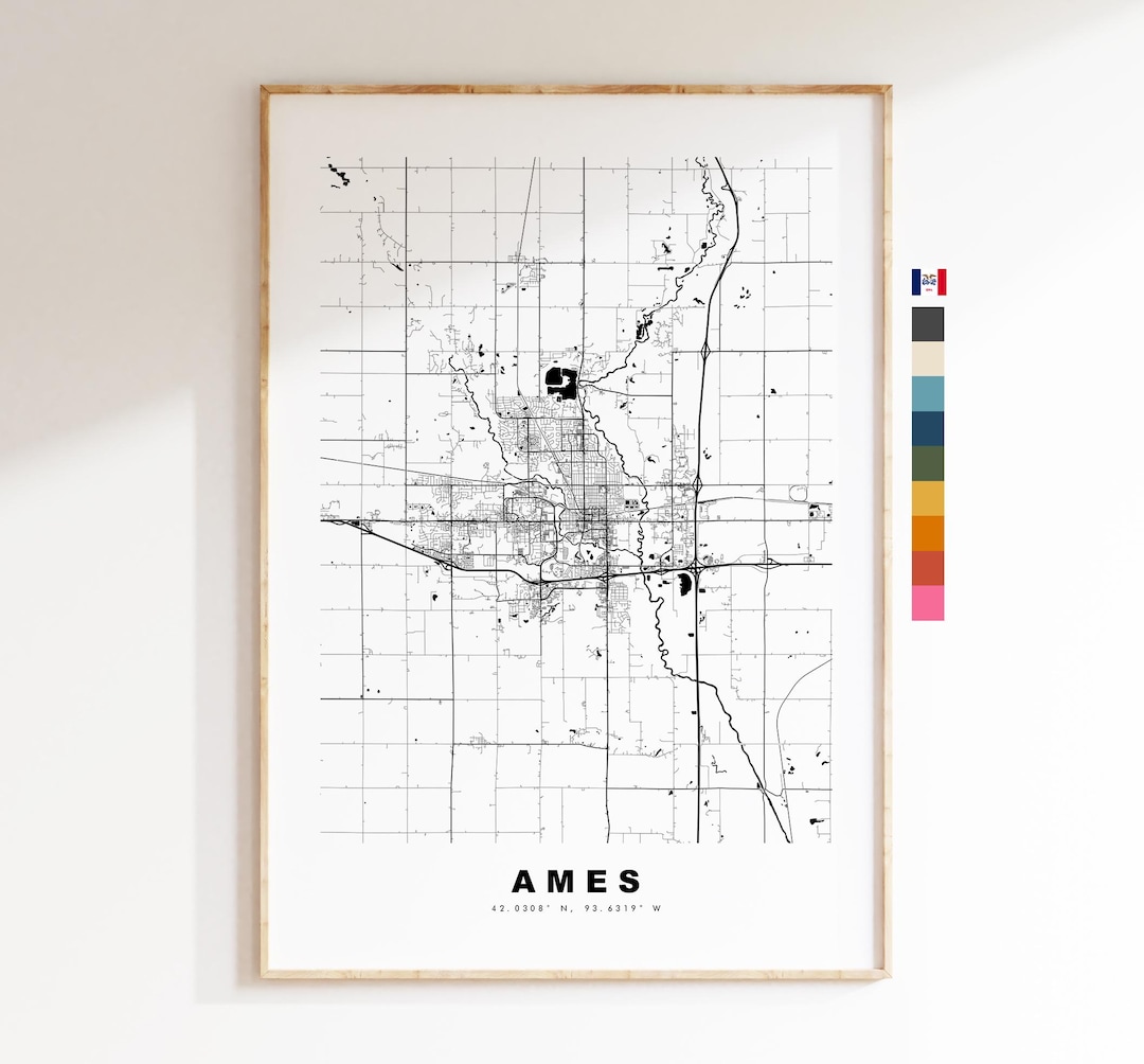 Ames Map Print - City Map Poster - Map Art - USA City Maps - Ames Print ...