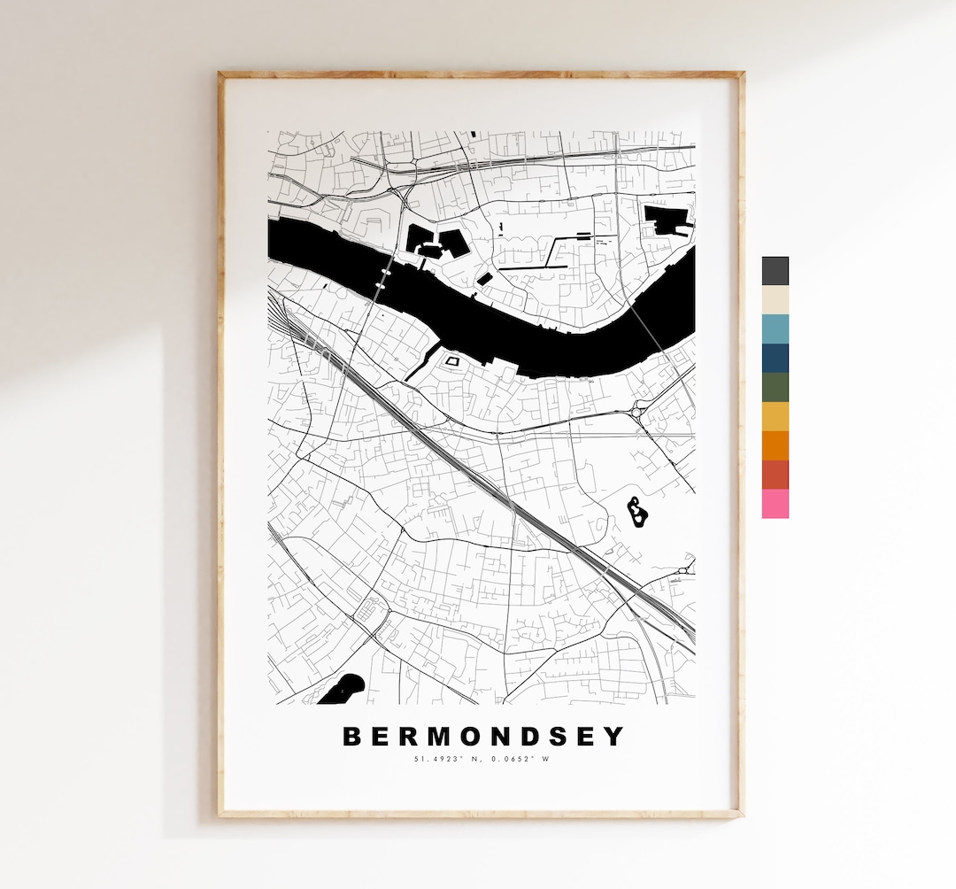 Bermondsey Map Print - Minimalist City Map Poster - Map Wall Art - UK ...