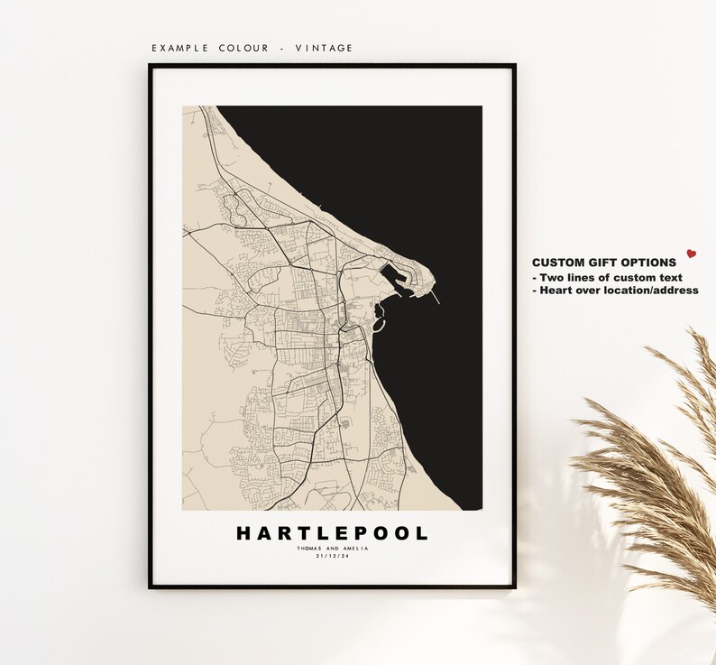 Hartlepool Map Print - Minimalist City Map Poster - Map Wall Art - UK ...