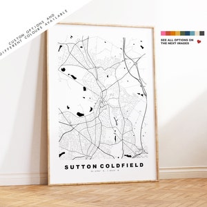 Sutton Coldfield Map Print - Minimalist City Map Poster - Map Art - UK - Sutton Print - Sutton ...