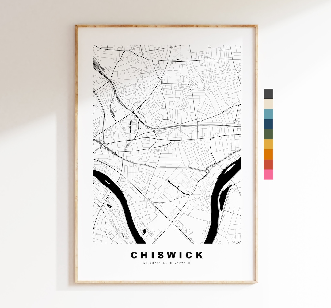 Chiswick Map Print - Minimalist City Map Poster - Map Art - London, UK ...