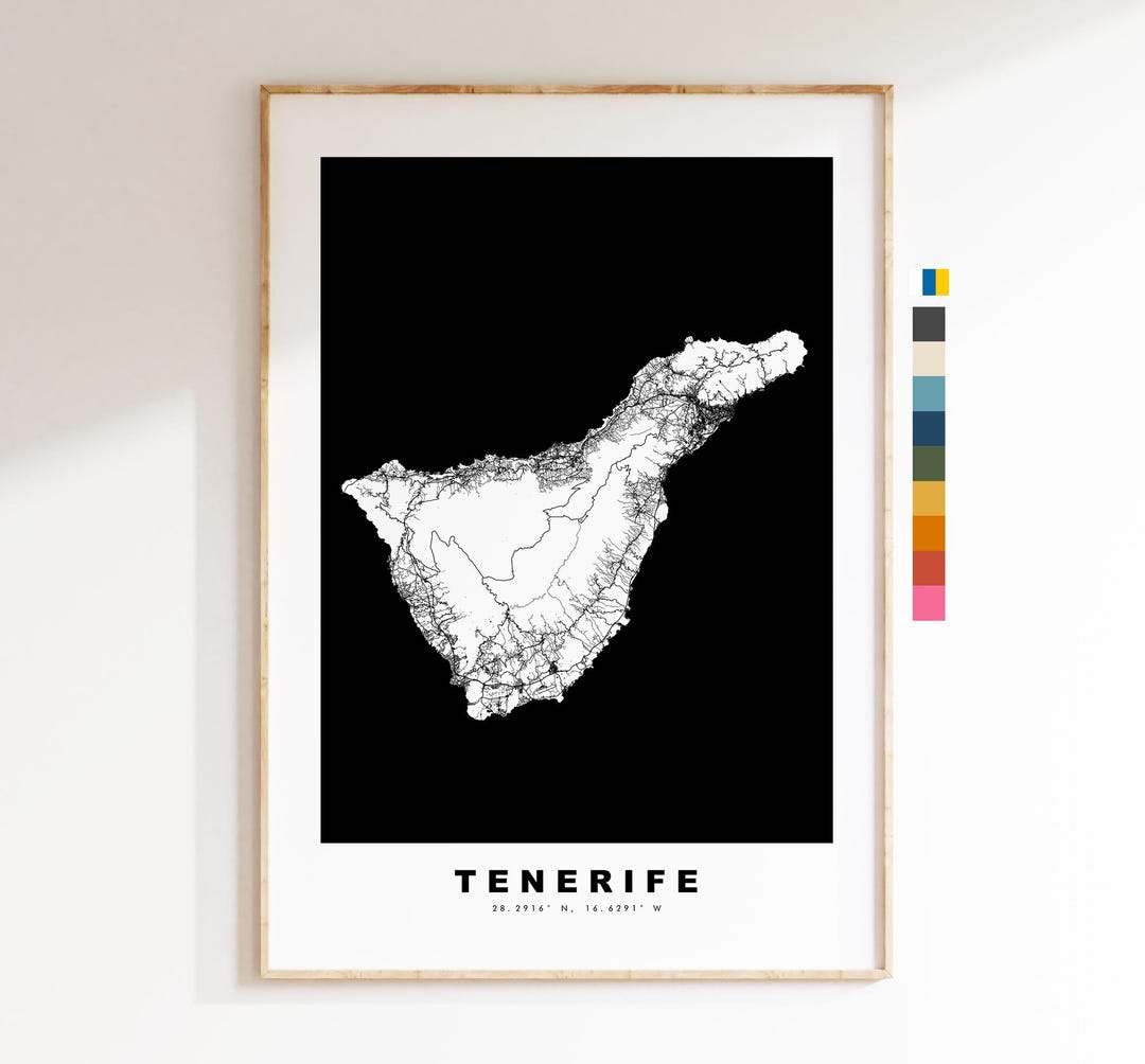 Tenerife Map Print - Map Poster - Map Art - Map Wall Art - Spain Maps ...
