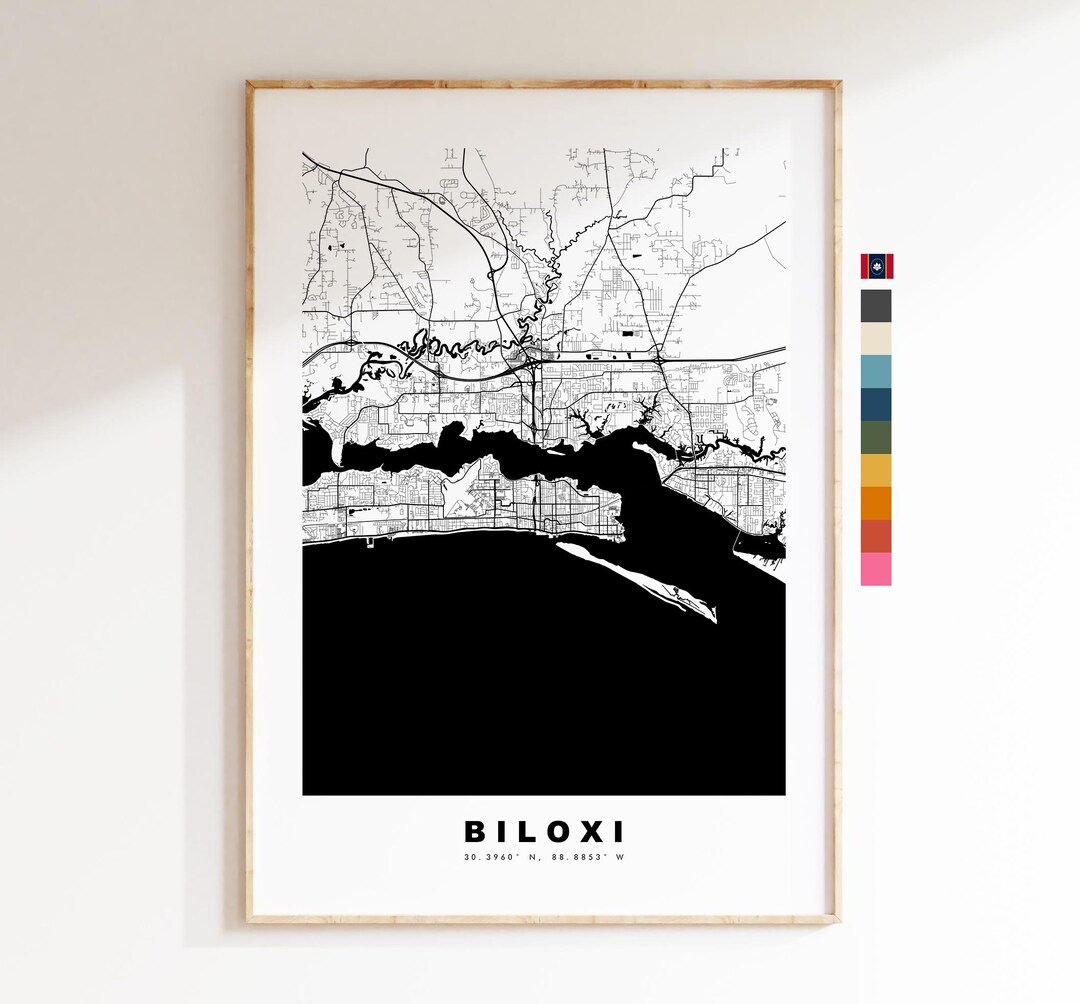 Biloxi Map Print - City Map Poster - Map Art - USA City Maps - Biloxi ...