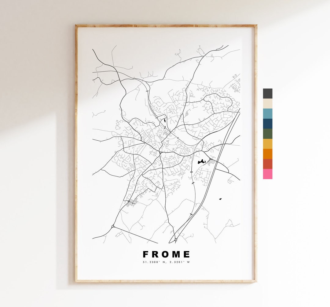 Frome Map Print - Minimalist City Map Poster - Map Wall Art - UK ...