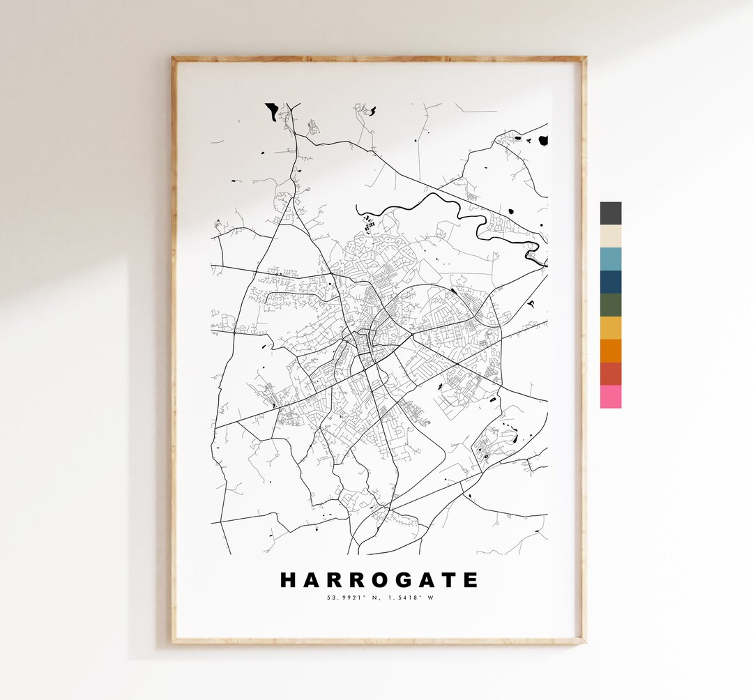 Harrogate Map Print - Minimalist City Map Poster - Map Wall Art - UK ...