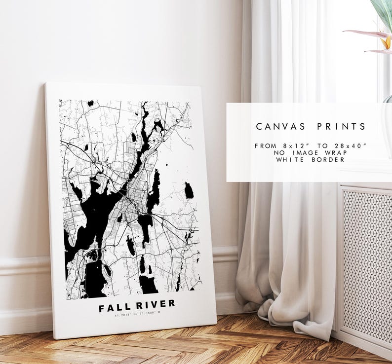 Fall River Map Print - City Map Poster - Map Art - USA City Maps - Fall ...