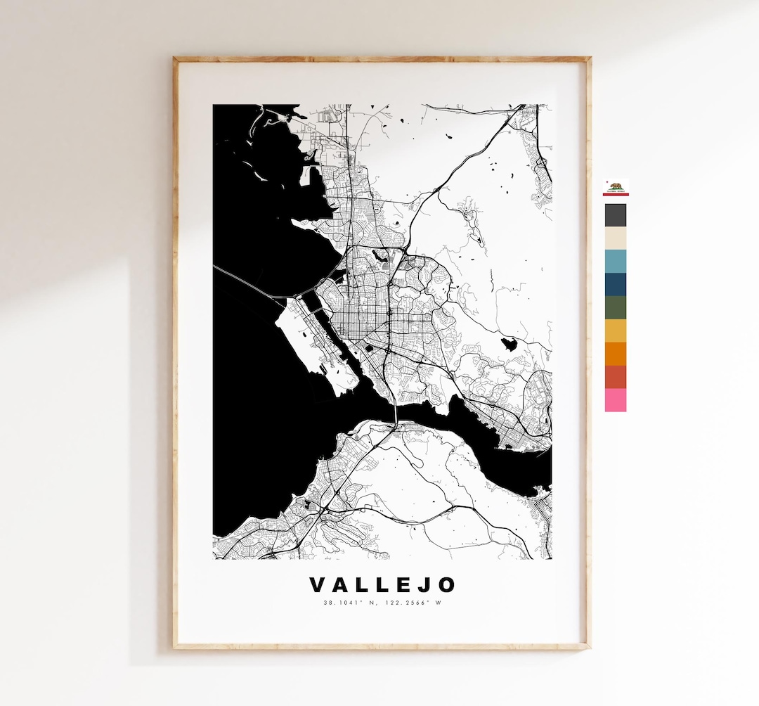 Vallejo Map Print - City Map Poster - Map Art - USA City Maps - Vallejo ...