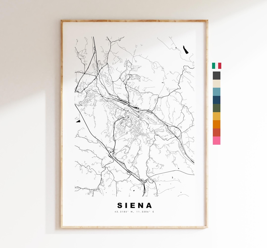 Siena Map Print - City Map Poster - Map Art - Map Wall Art - Italy City ...