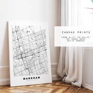 Markham Map Print - City Map Poster - Map Art - Map Wall Art - Canada ...