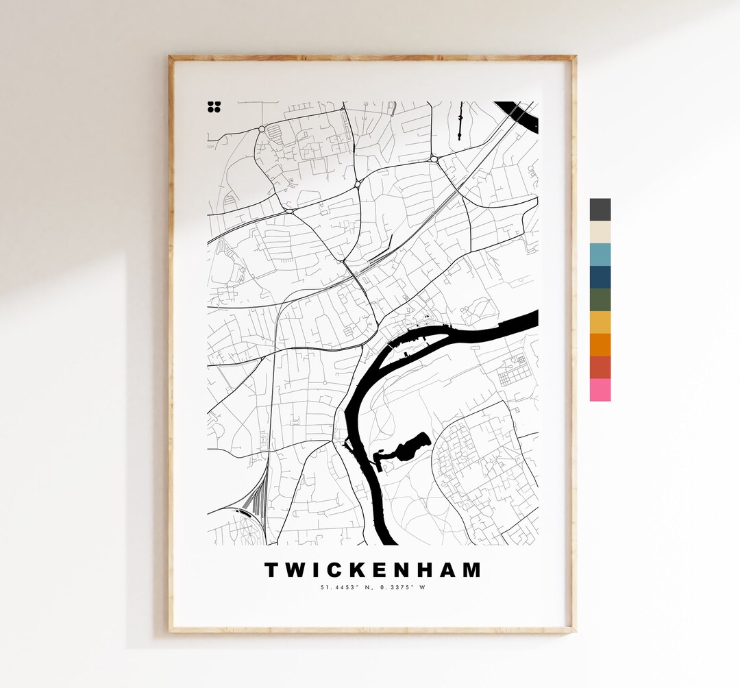 Twickenham Map Print - Minimalist City Map Poster - Map Art - London ...