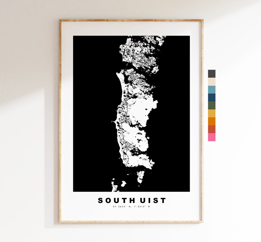 South Uist Map Print - Minimalist Map Poster - Map Wall Art - Scotland ...