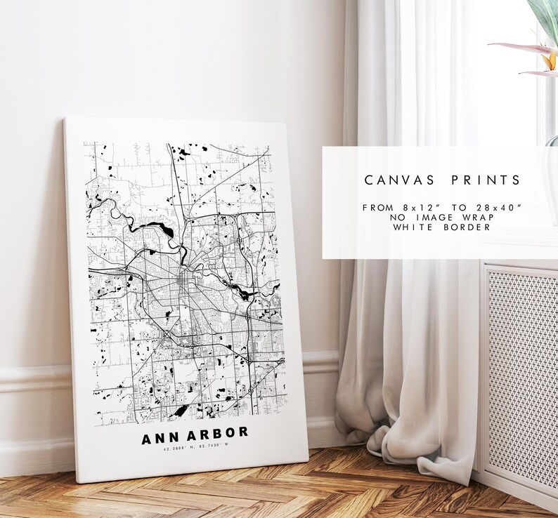 Ann Arbor Map Print - City Map Poster - Map Art - USA City Maps - Ann ...