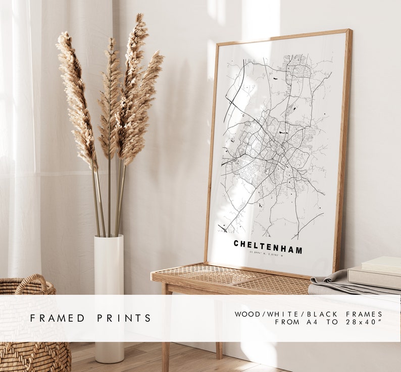 Cheltenham Map Print - Minimalist City Map Poster - Map Wall Art - UK ...