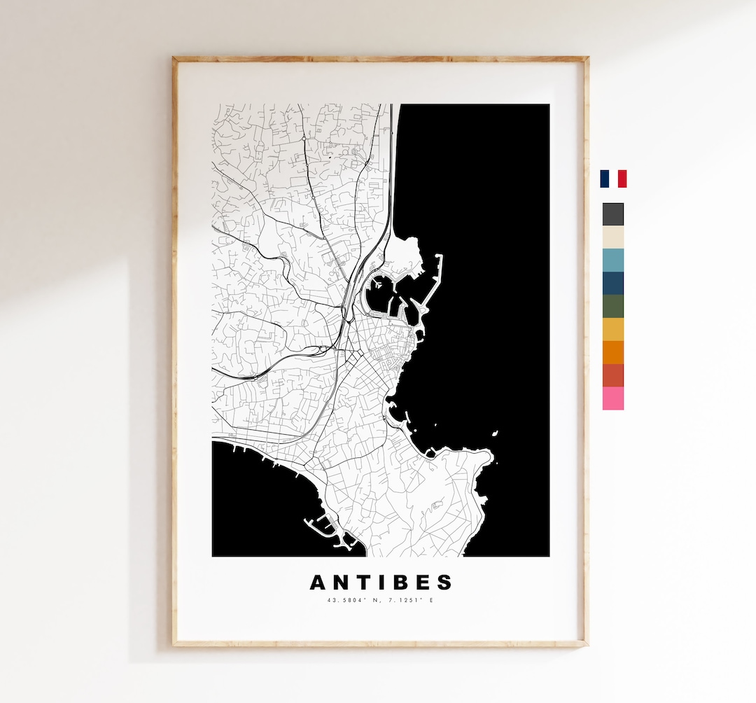 Antibes Map Print - City Map Poster - Map Wall Art - France City Maps ...