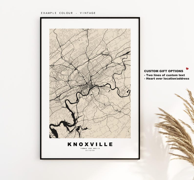 Knoxville Map Print - City Map Poster - Map Art - USA City Maps ...