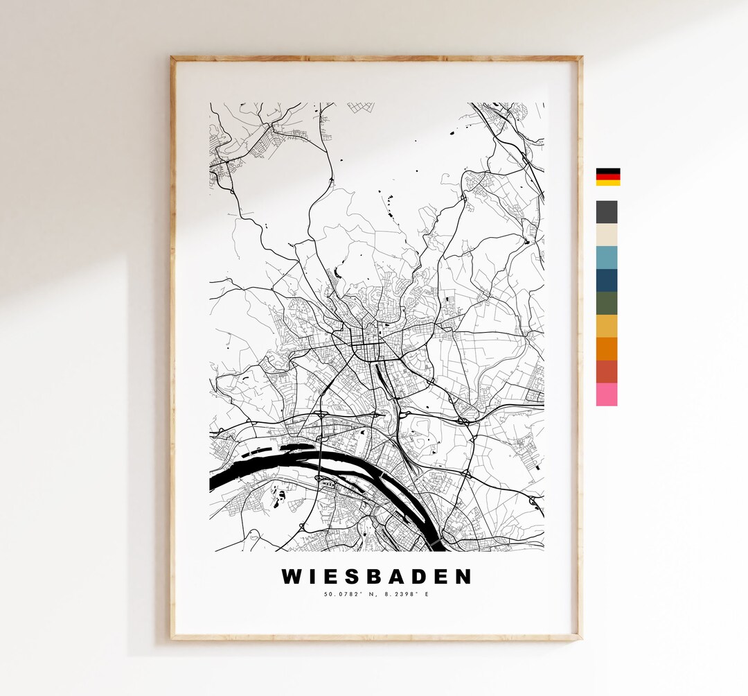 Wiesbaden Map Print - City Map Poster - Map Wall Art - Germany City ...