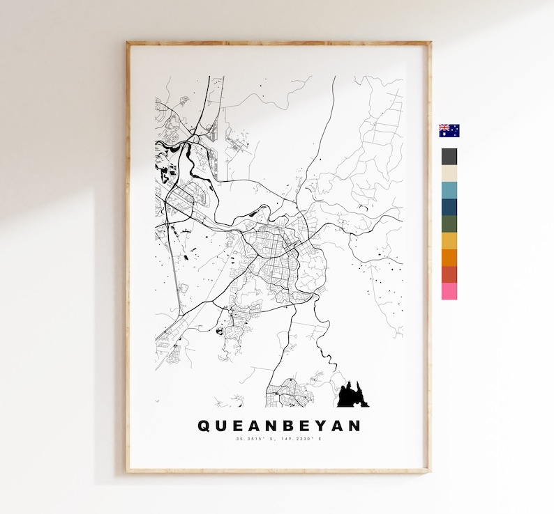 Queanbeyan Map Print - City Map Poster - Map Wall Art - Australia City ...