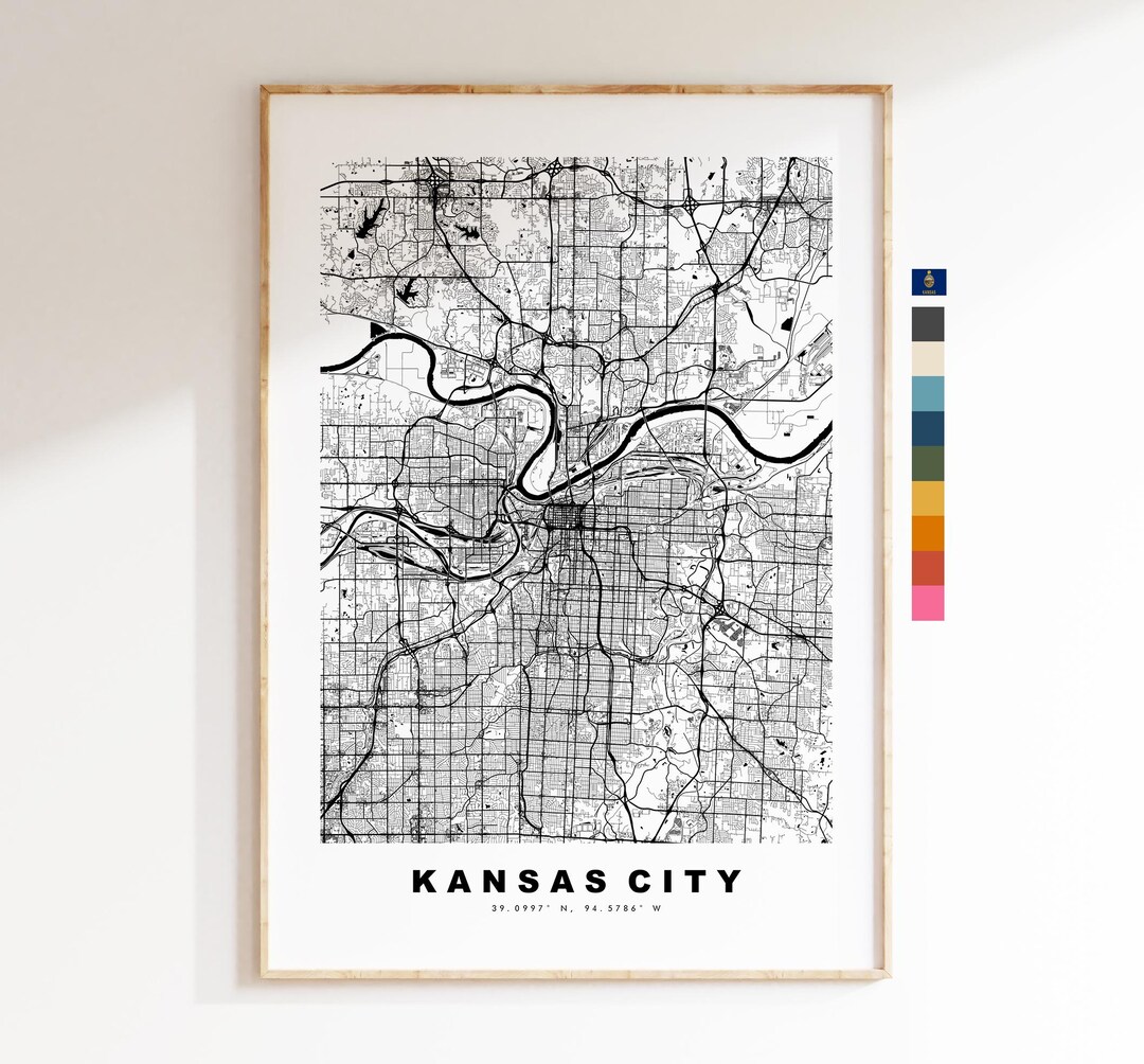 Kansas City Map Print - City Map Poster - Map Art - USA City Maps ...