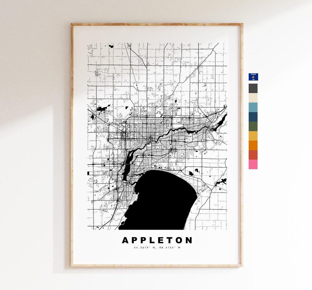 Appleton Map Print - City Map Poster - Map Art - USA City Maps ...