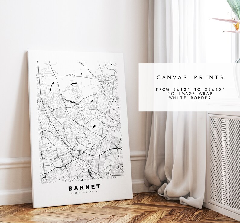 Barnet Map Print - Minimalist City Map Poster - Map Wall Art - UK ...