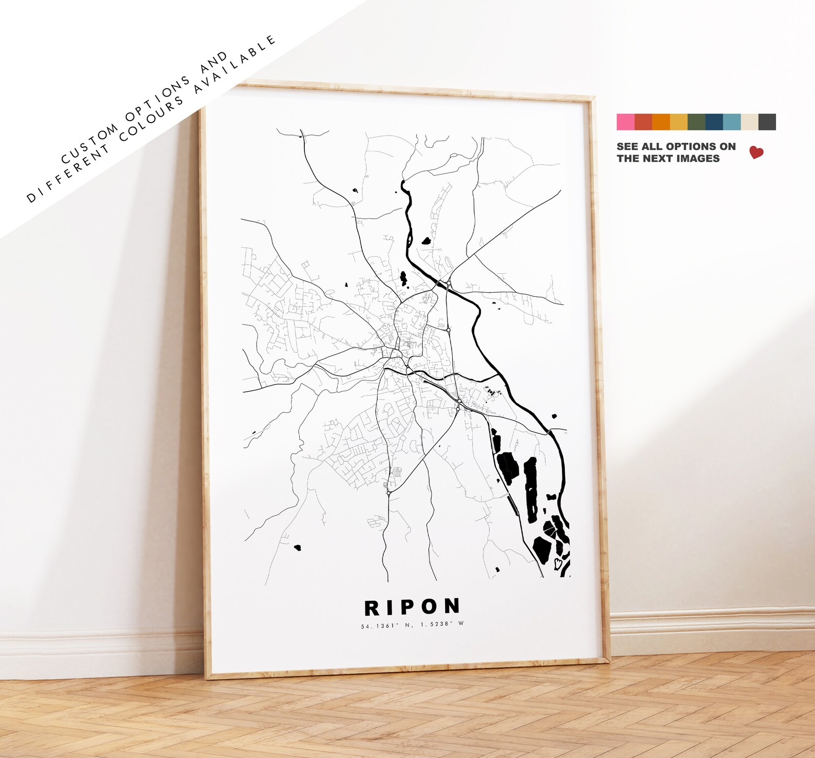 Ripon Map Print - Minimalist City Map Poster - Map Art - UK - Ripon ...