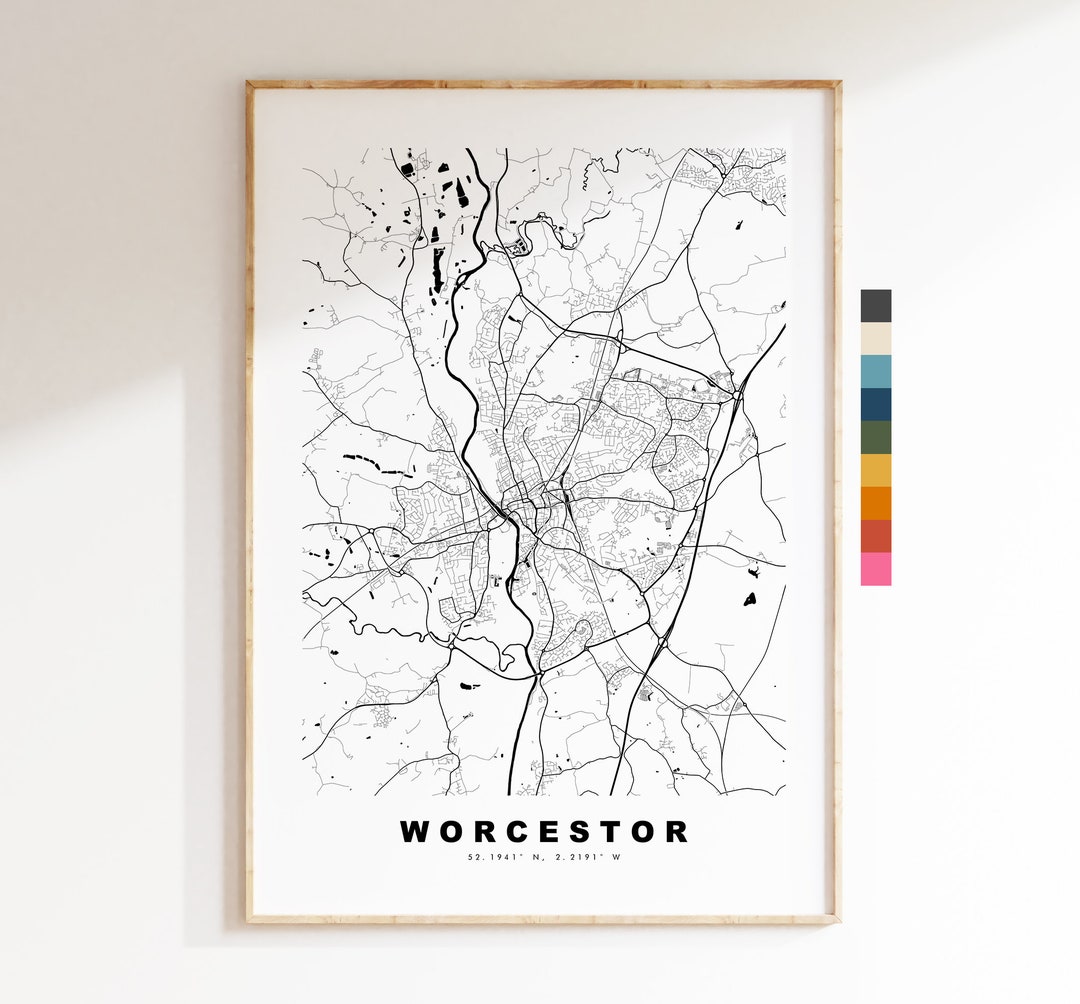 Worthing Map Print - Minimalist City Map Poster - Map Art - UK ...