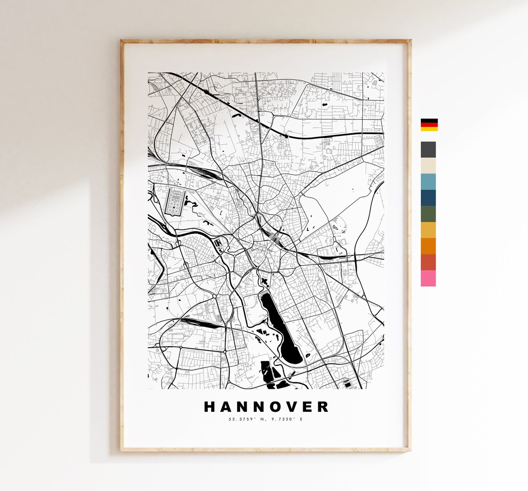 Hannover Map Print - City Map Poster - Map Wall Art - Germany City Maps ...