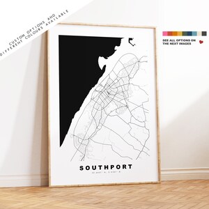 Southport Map Print - Minimalist City Map Poster - Map Art - UK ...