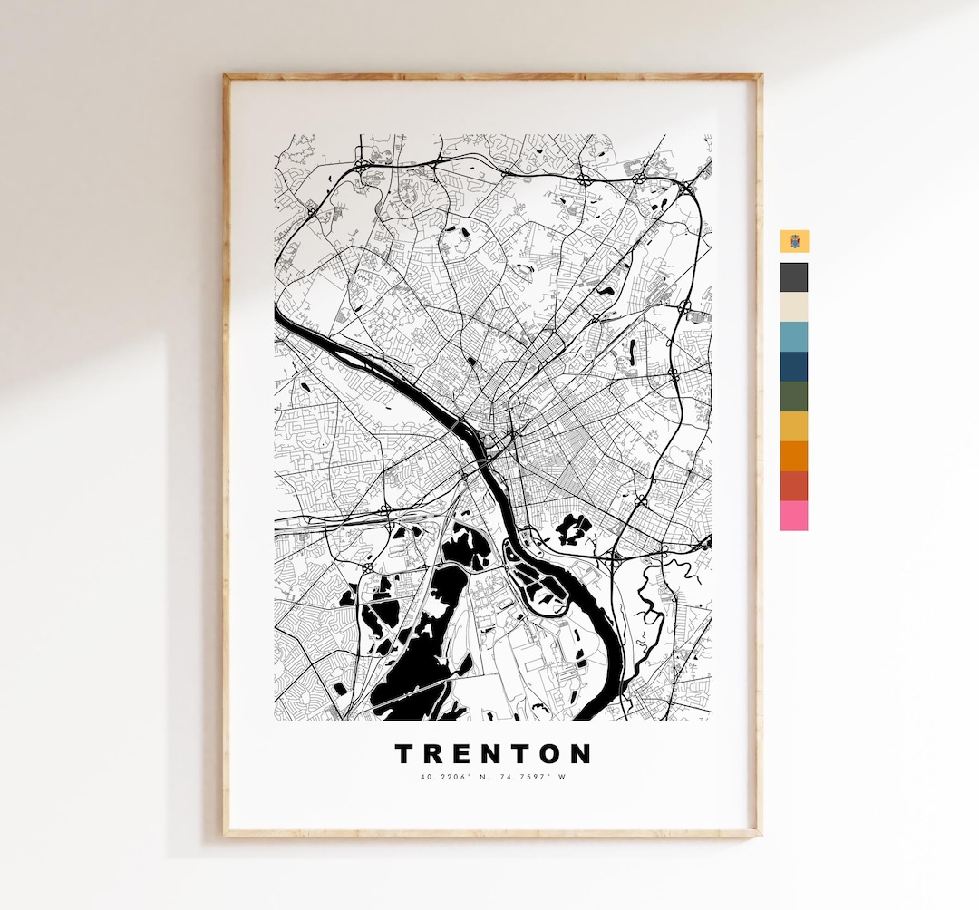 Trenton Map Print - City Map Poster - Map Art - USA City Maps - Trenton ...