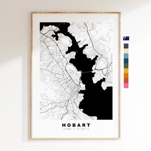 Hobart Map Print - City Map Poster - Map Wall Art - Australia City Maps ...