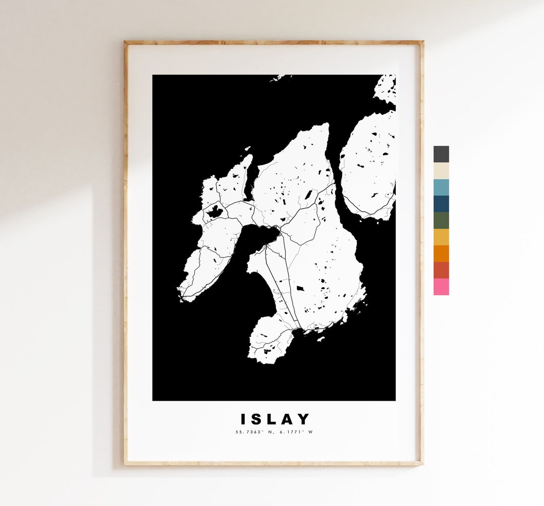 Islay Map Print - Minimalist Map Poster - Map Wall Art - Scotland ...