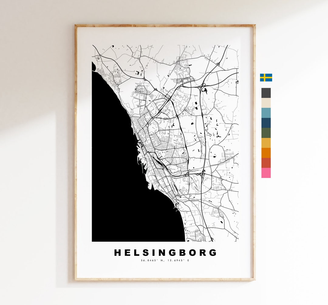 Helsingborg Map Print - City Map Poster - Map Wall Art - Sweden City ...