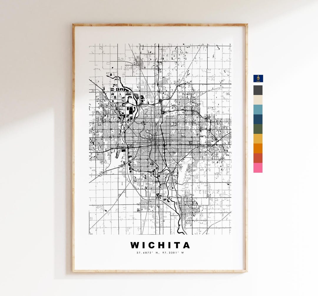 Wichita Map Print - City Map Poster - Map Art - USA City Maps - Wichita ...