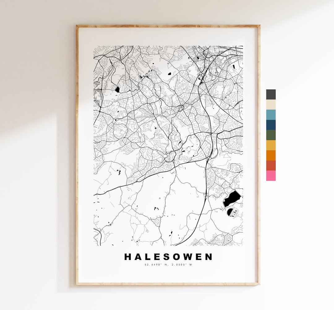 Halesowen Map Print - Minimalist City Map Poster - Map Art - UK ...