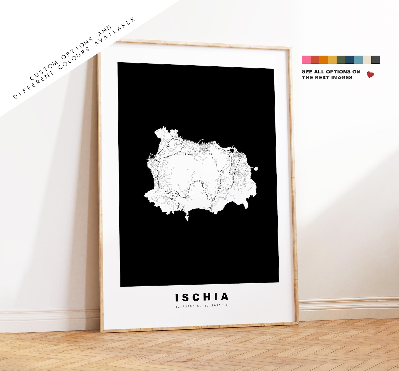 Ischia Map Print - Island Map Poster - Map Art - Map Wall Art - Italy ...