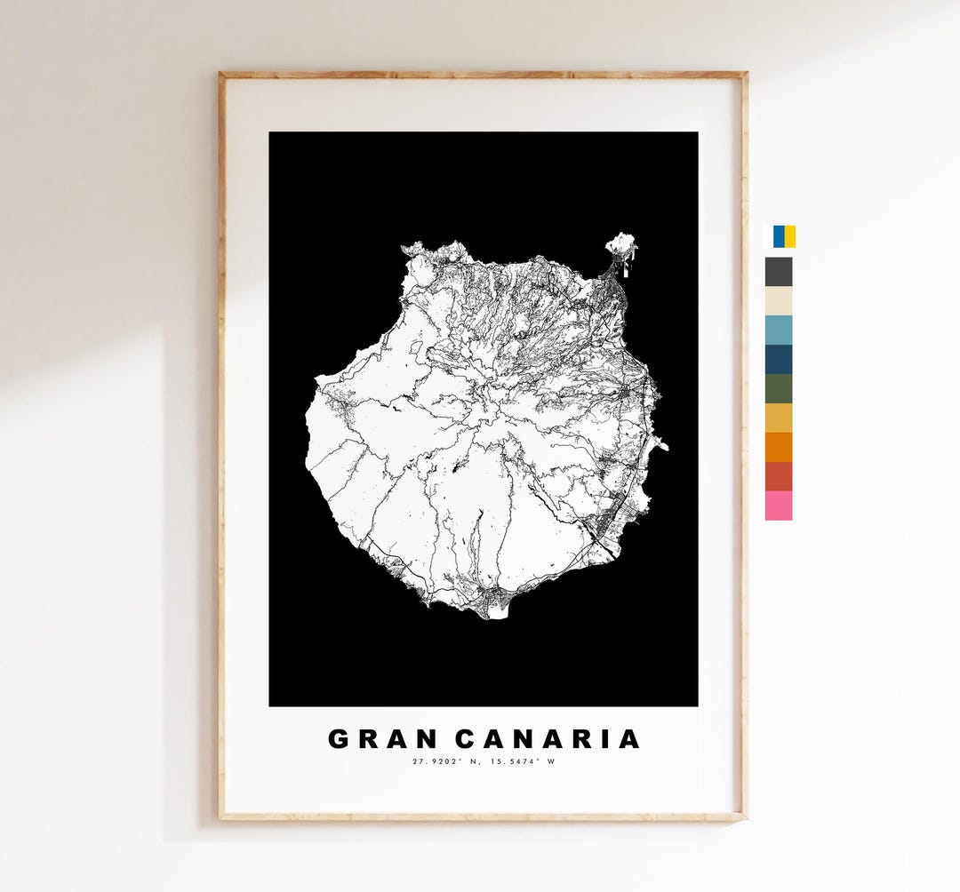 Gran Canaria Map Print - Map Poster - Map Art - Map Wall Art - Spain ...