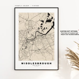 Middlesbrough Map Print - Minimalist City Map Poster - Map - UK ...