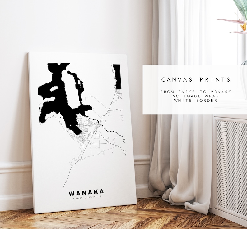 Wanaka Map Print - City Map Poster - Map Wall Art - New Zealand City ...