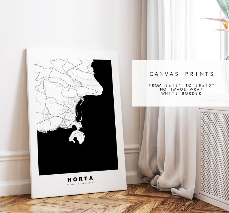 Horta Map Print - City Map Poster - Map Art - Map Wall Art - Portugal ...