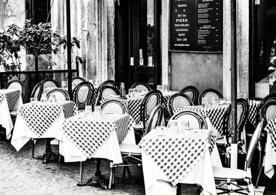 Italian Piazza Italy Photography Black and White Cafe - Etsy UK