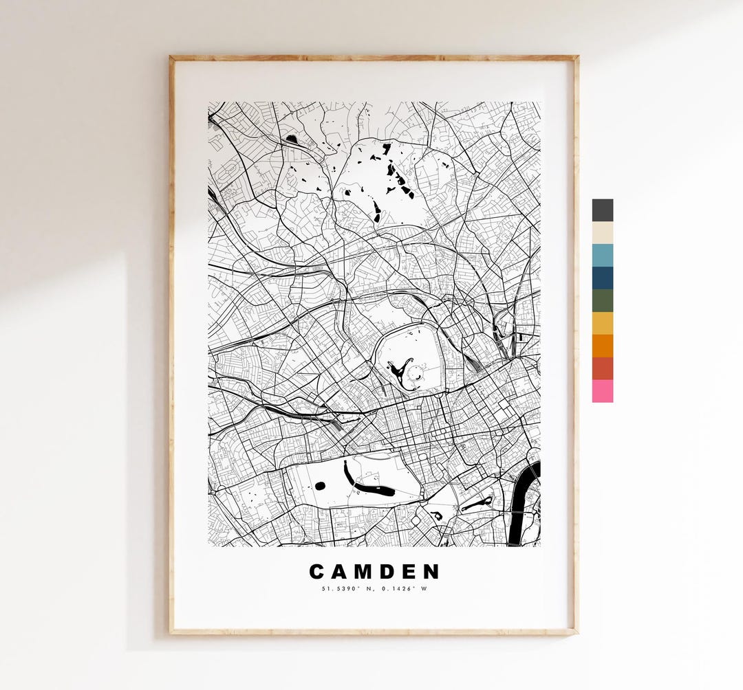 Camden Map Print - Minimalist City Map Poster - Map Art - UK - Camden ...
