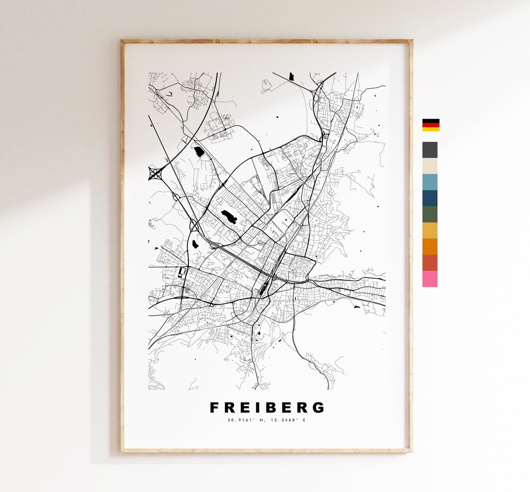 Freiberg Map Print - City Map Poster - Map Wall Art - Germany City Maps ...
