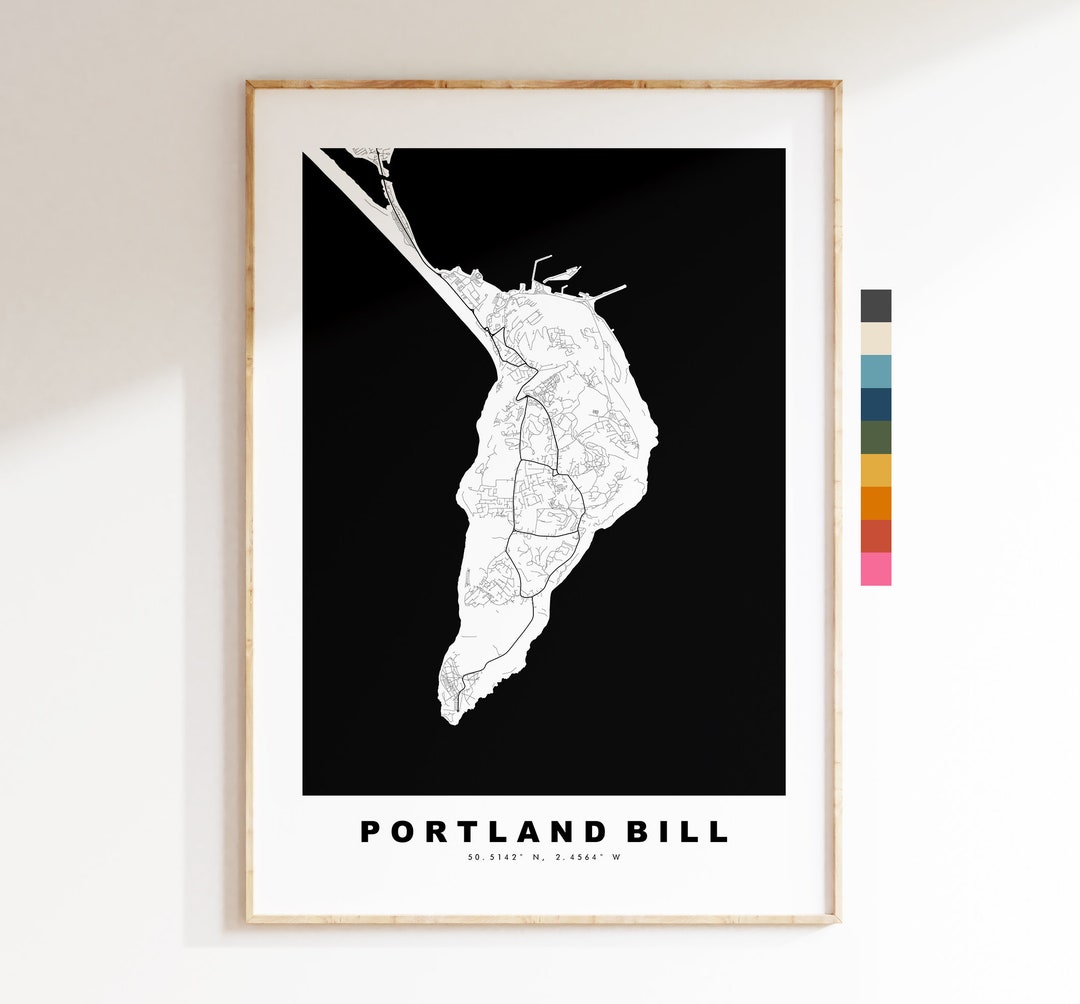 Portland (UK) Map Print - Minimalistische Stadt Karte Poster - Map Art ...