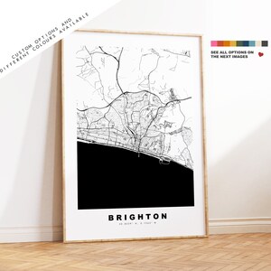 Brighton Map Print - Minimalist City Map Poster - Map Art - UK ...