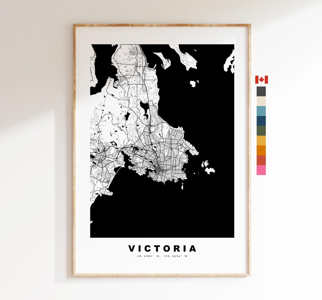 Victoria Map Print (canada) - City Map Poster - Map Art - Map Wall Art ...